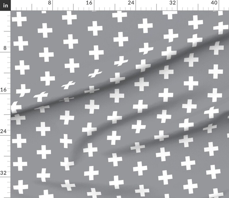 Gray and White Plus Signs Fabric Grey Crosses Grey Plus - Etsy