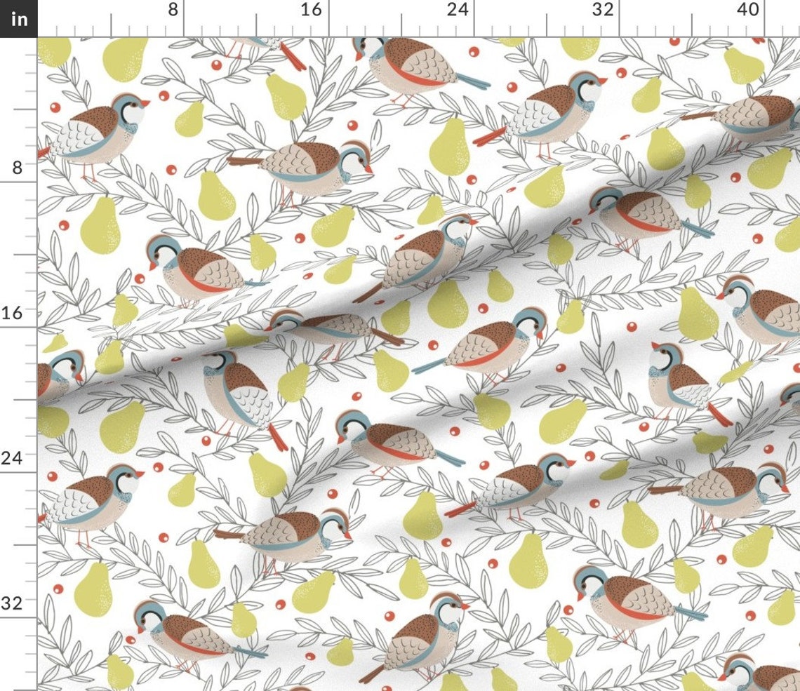 Christmas Partridge Fabric in A Pear Tree by Shelbyallison | Etsy