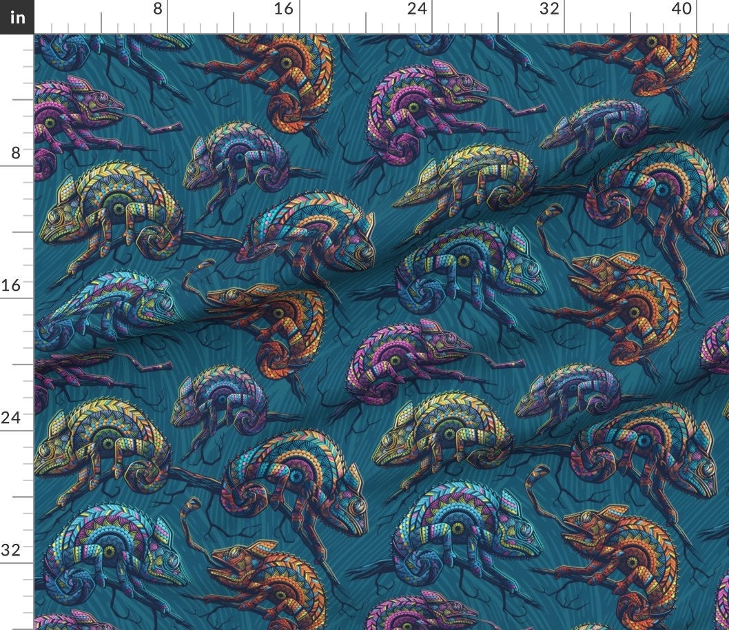 Chameleon Fabric Colored Chameleons By Joel Jensen Blue - Etsy France