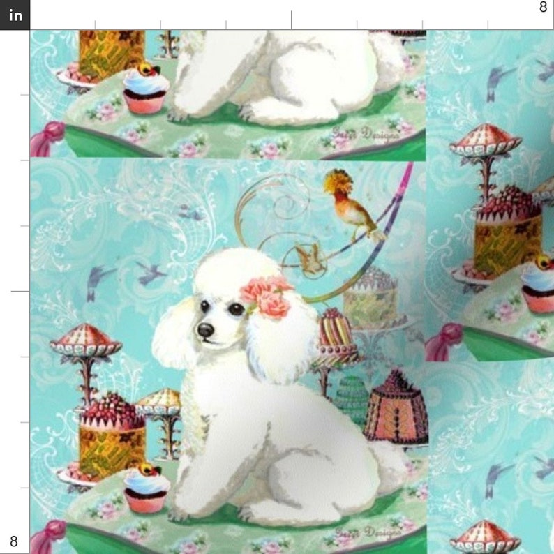 Poodle Fabric White Poodle Cupcake by Greerdesign Poodle | Etsy