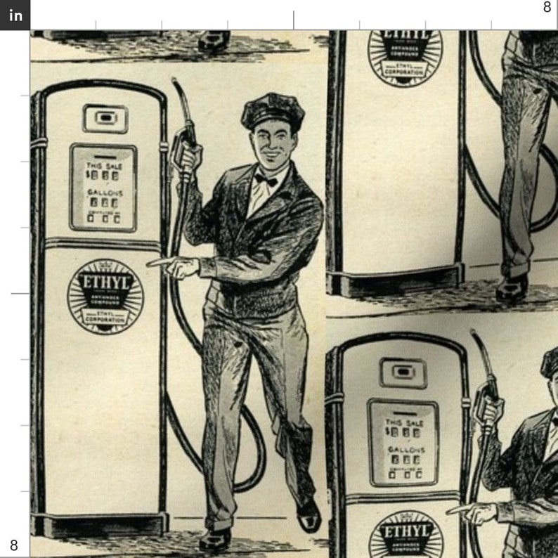 Gas Station Fabric Nifty Fifties Full Service Gas Stations - Etsy