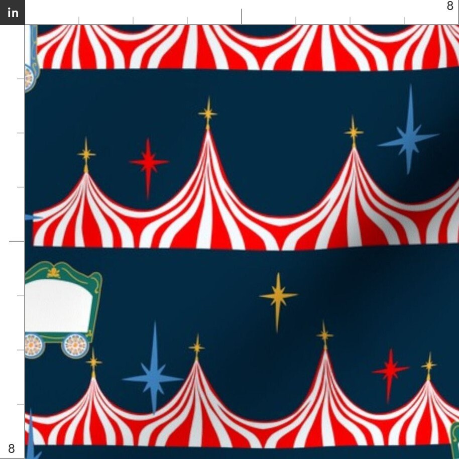 Retro Circus Limited Color Palette Fabric Let'S Go To | Etsy