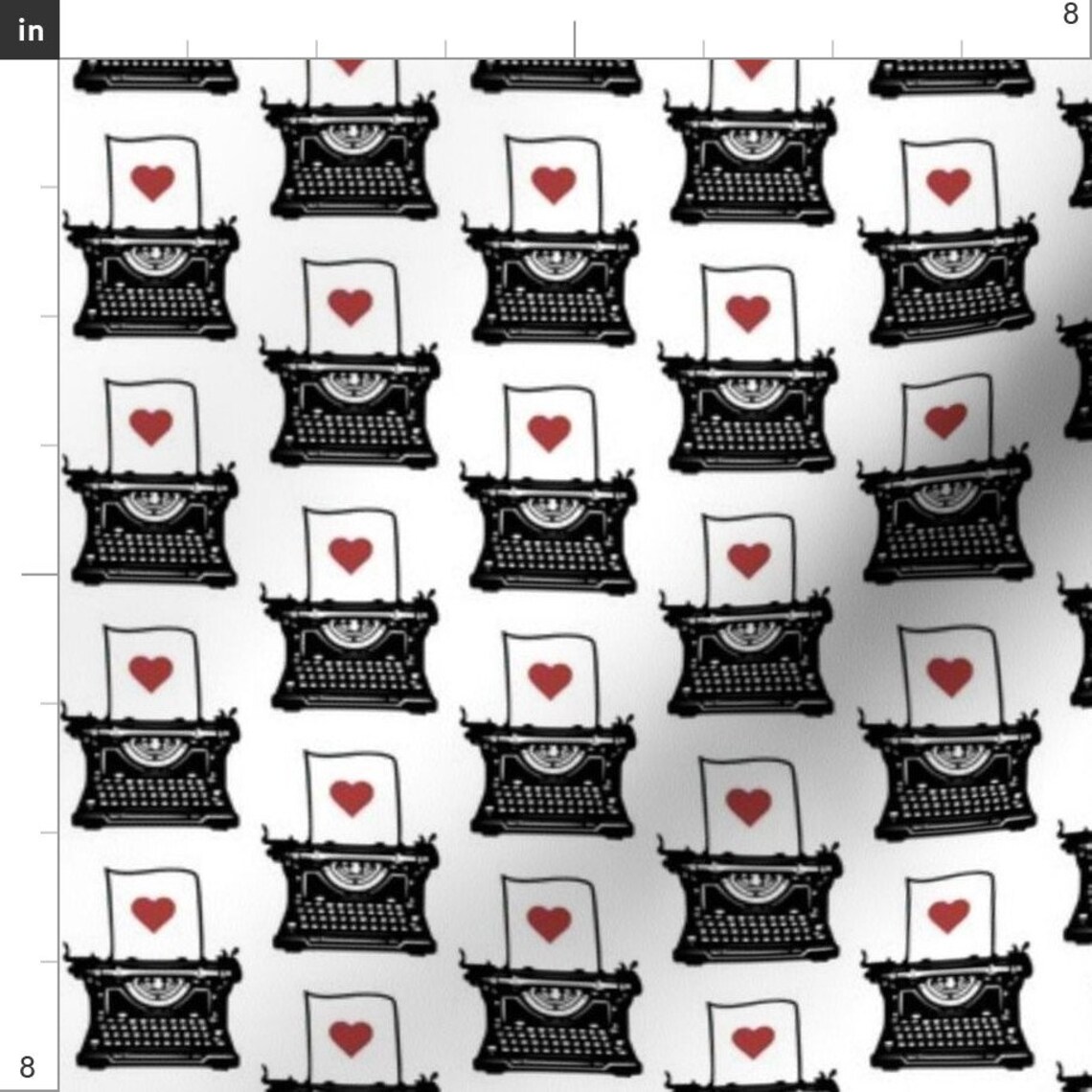 Retro Love Letters Fabric Pen Ink Typewriter Red Heart | Etsy