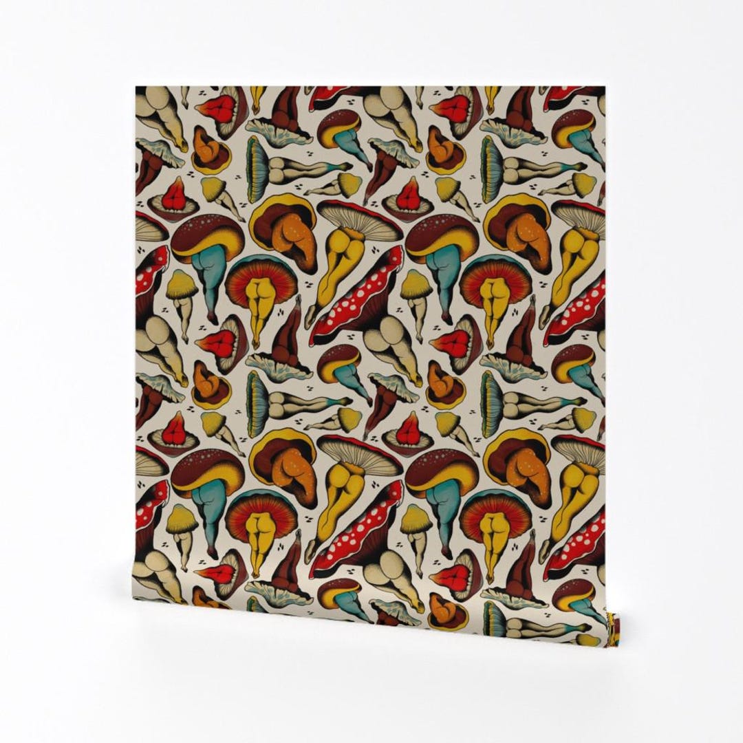 Mushroom Removable Peel and Stick Wallpaper - Buttshroom Nsfw Booty ...