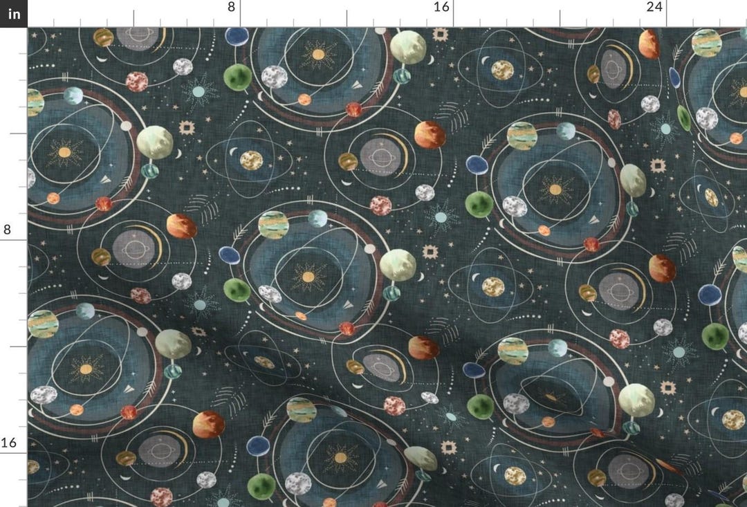 Space Fabric - Space Map Charcoal by Nouveau Bohemian - Gray Watercolor ...