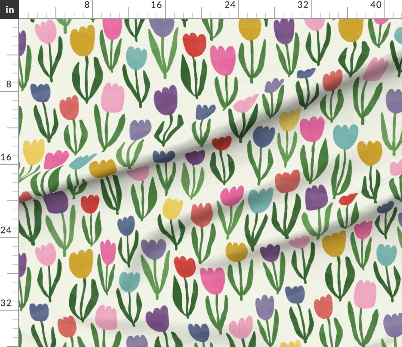 Tulips Fabric Tulips From Amsterdam Bright by - Etsy