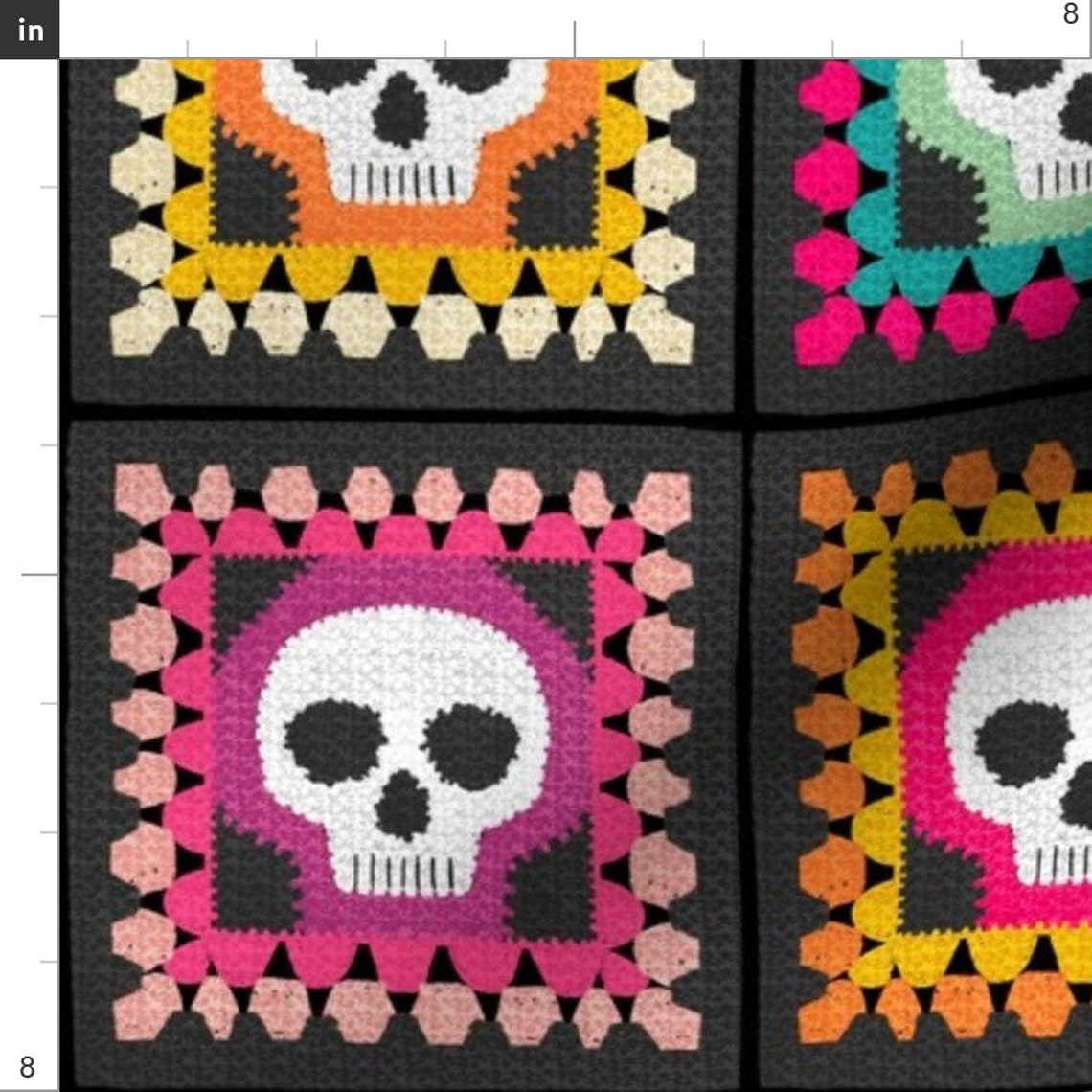 Goth Fabric Granny Square Skulls by Jessica_schroeder_art - Etsy