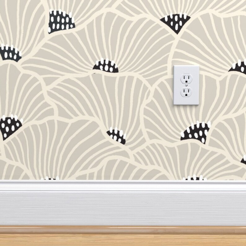 Stacked Floral Wallpaper San Diego by Amy Maccready Beige | Etsy