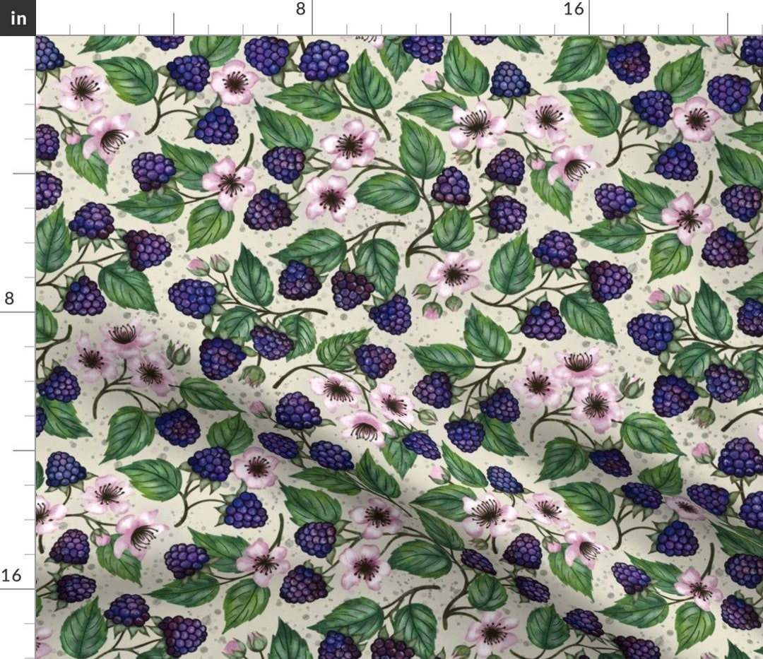 Blackerries Fabric Blackberries on Branch by Martaroseart Fruits Green ...