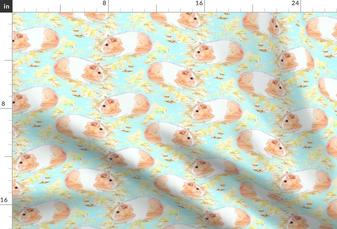 Guinea Pig Fabric - Watercolor Guinea Pig by Eclectic House - Guinea ...
