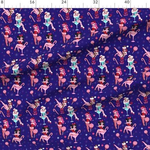 Retro Pin-up Christmas Fabric - Christmas Candy Martini Pinups by Miss ...
