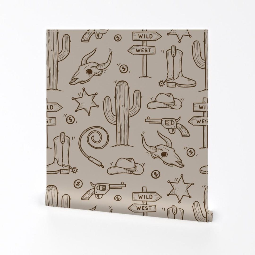 Neutral Western Removable Peel and Stick Wallpaper - Cowboy Rustic ...