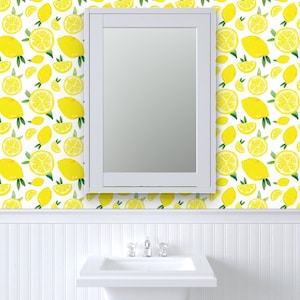 Yellow Lemons Jumbo Print Wallpaper- Lemon Pattern by Alexis Johnson ...