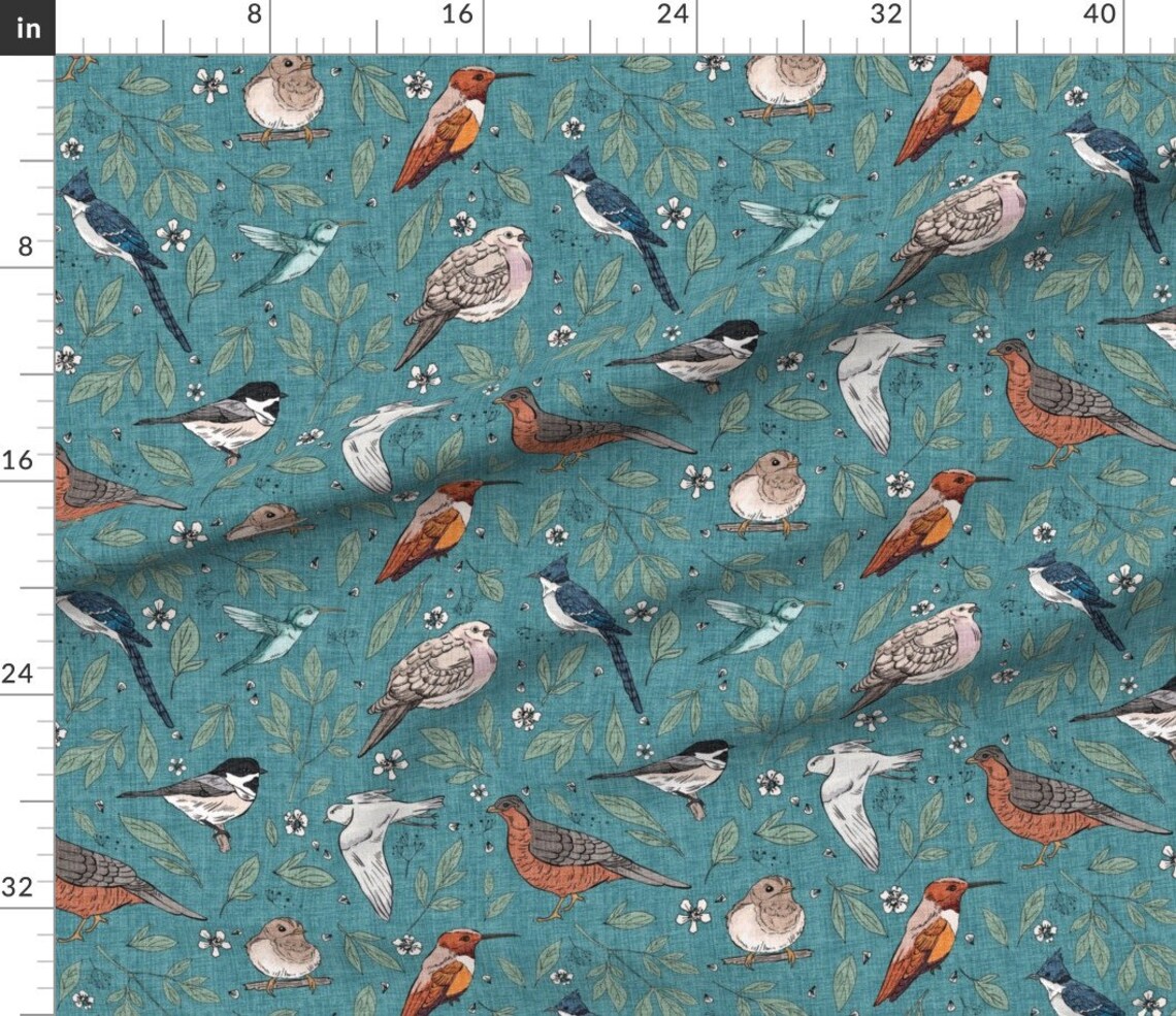 Songbirds Fabric Backyard Birds by Sugarpinedesign - Etsy