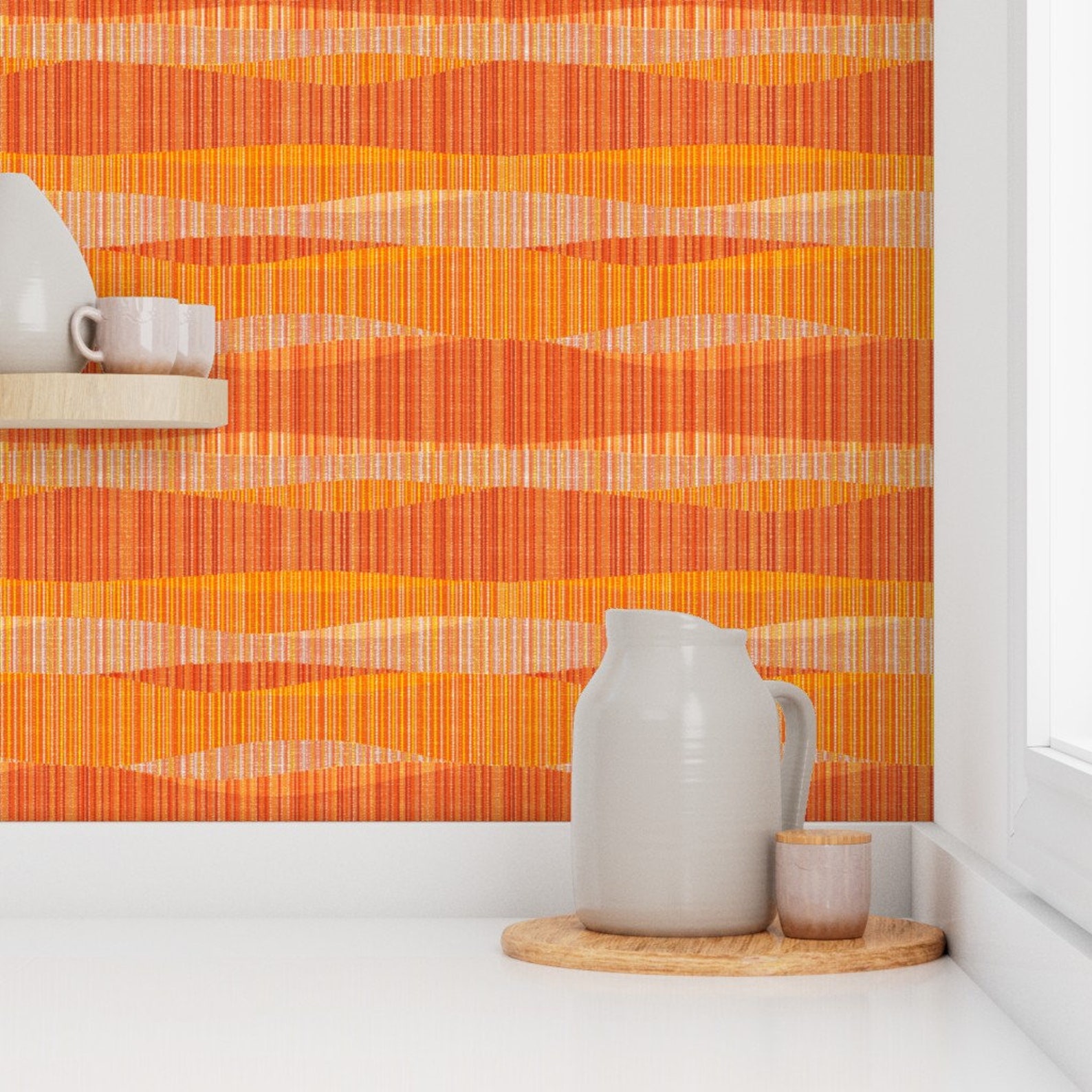 Mid Century Wallpaper Mid Mod Lines Sunrise by Theodesign - Etsy