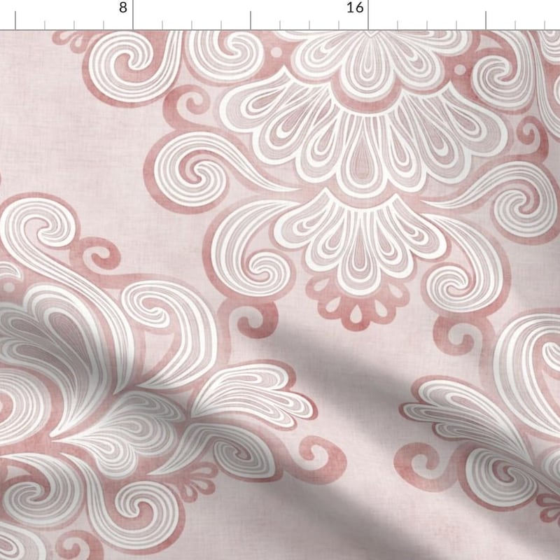 Pink Damask Fabric - Etsy