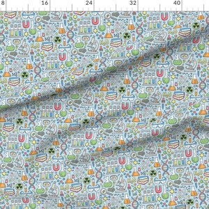 Science Fabric - Science Lab by Caja Design - Blue Colorful Kids ...