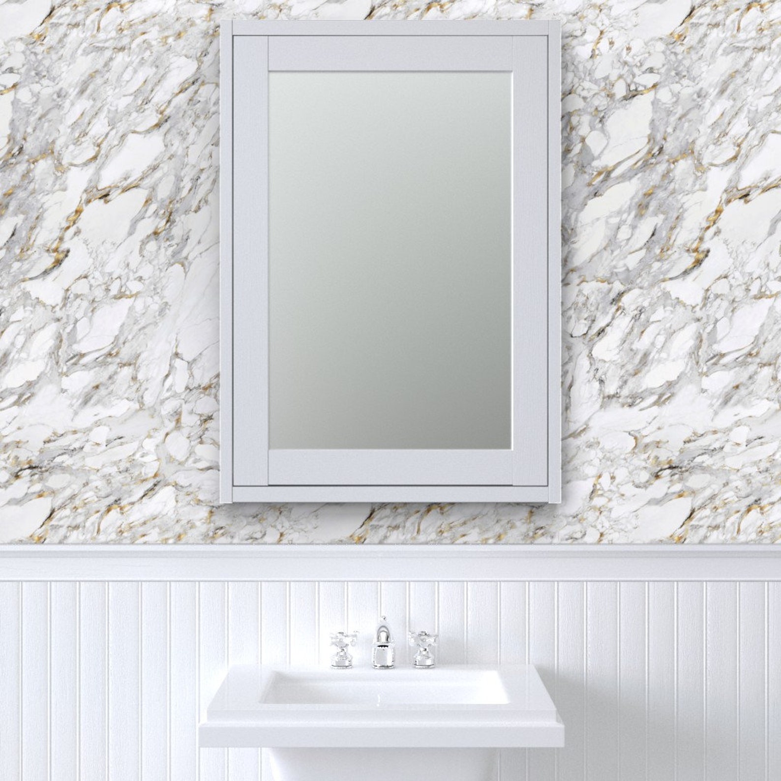 Marble Wallpaper Gilded Marble // Large Scale by - Etsy