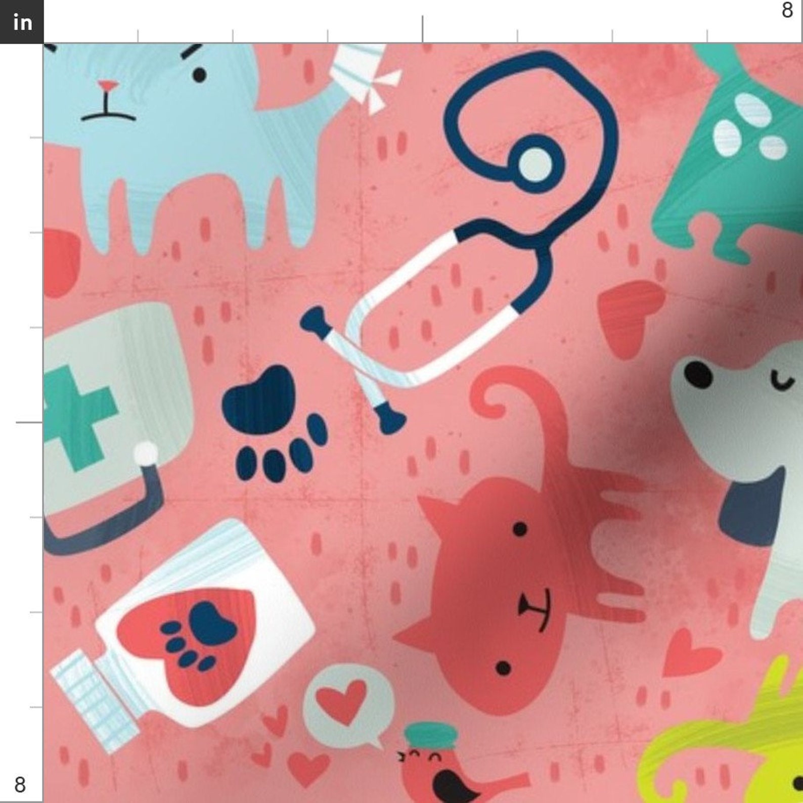 Vet Fabric Happy Vet Visit by Cynthiafrenette Medical | Etsy