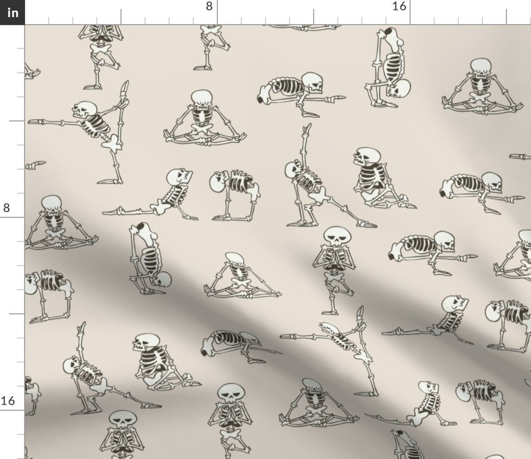 Skull Yoga Skeleton Illustration Fabric Skeleton Yoga by Huebucket ...