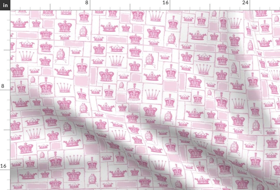 Pink Crowns Fabric - Crowns in Sorbet by Lilyoake - Crowns Princess ...