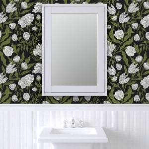 Boho Wallpaper Calanthia Green by Scarlet_soleil Floral Botanical ...