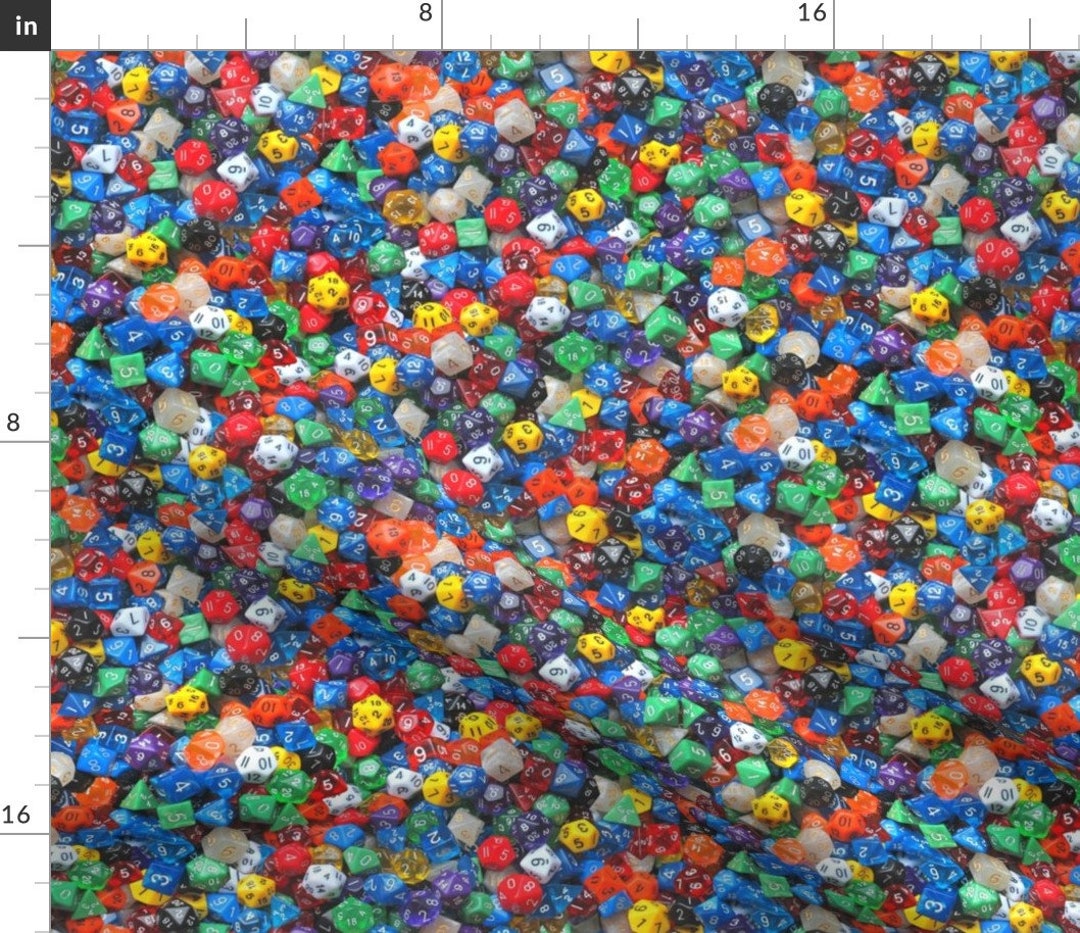 Polyhedron Dice Fabric A Sea of Dice by Weavingmajor Board Games Cotton ...