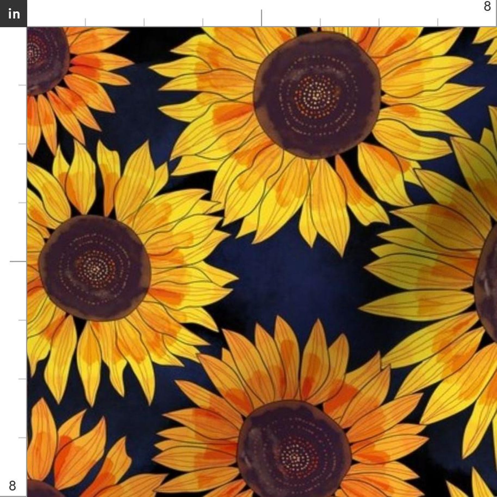 Sunflower Fabric - Sunflower 3 by Laura May Designs - Summer Wildflower ...