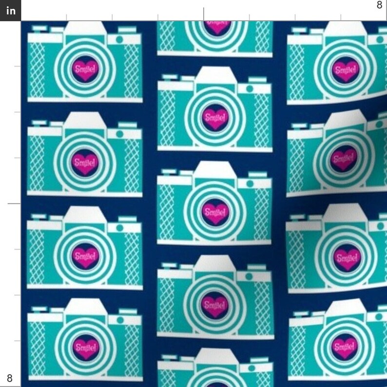 Cameras Fabric Retro Camera // Smile Say Cheese by - Etsy