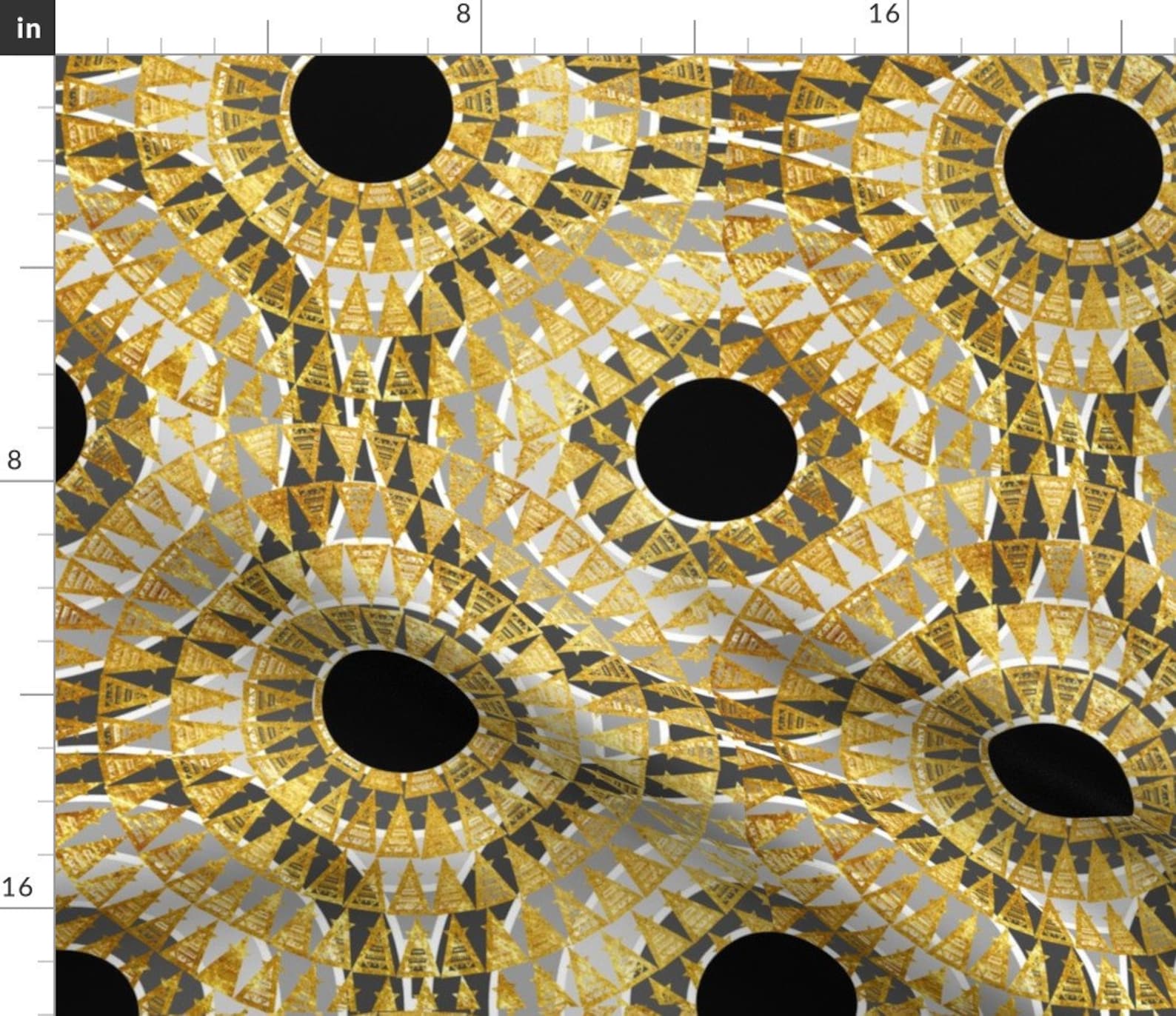 Circle Art Deco Fabric 1920s Gold Fire by Kedoki Art Deco - Etsy