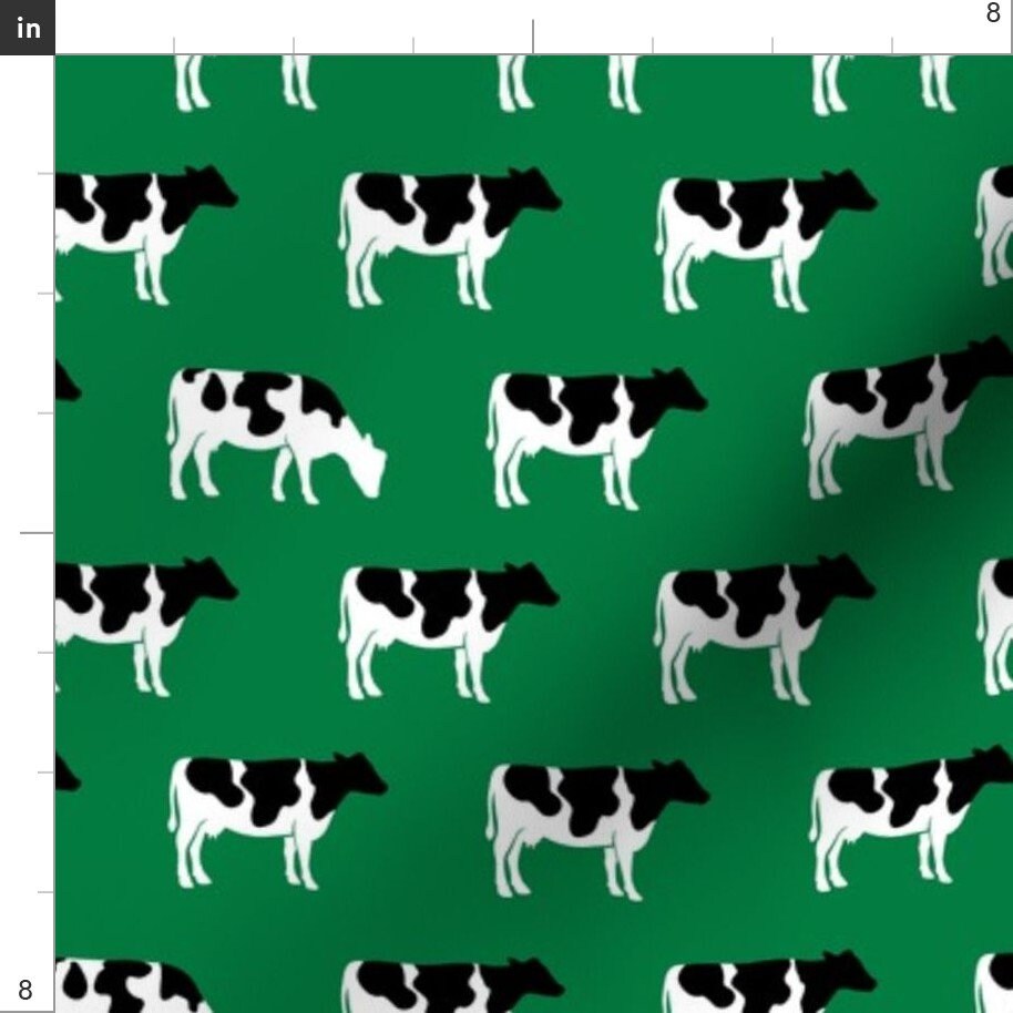 Dairy Cow Fabric Cows Green Farm Fabric by Littlearrowdesign - Etsy