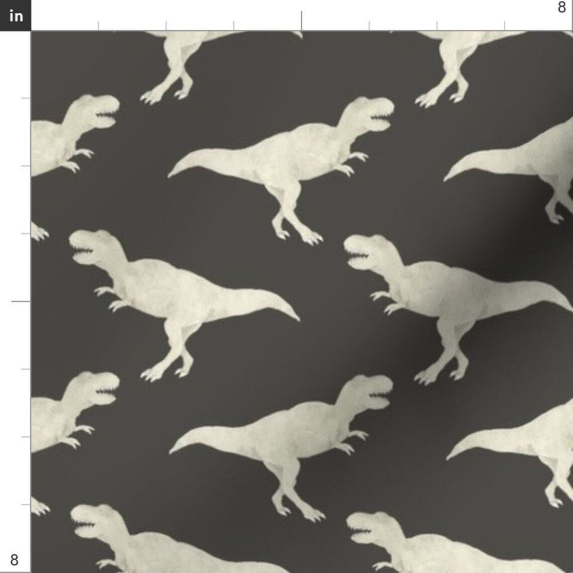 T-rex Fabric T-rex Grey by Mintpeony T-rex Dino Dinosaur - Etsy