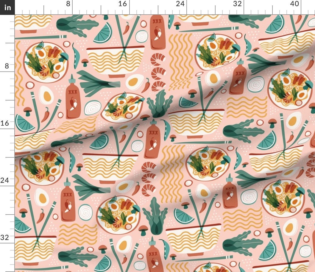 Ramen Fabric Pho Real by Heatherdutton Noodle Chili Eggs - Etsy