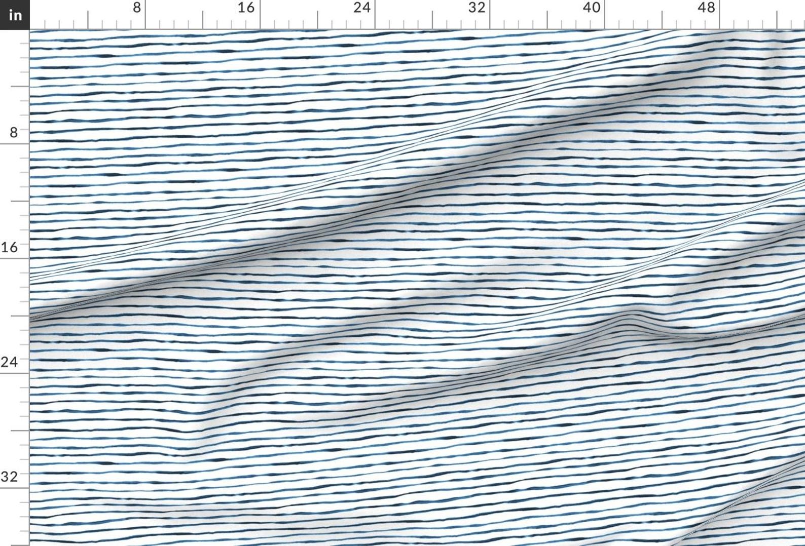 Abstract Blue Horizontal Stripes Fabric - Simple Hand Painted Stripe ...