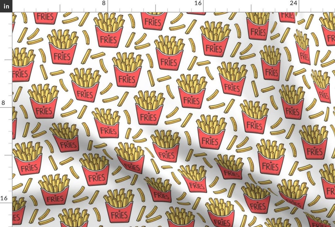 Fries Fabric French Fries Fast Food Red on White by Caja Design Fries ...