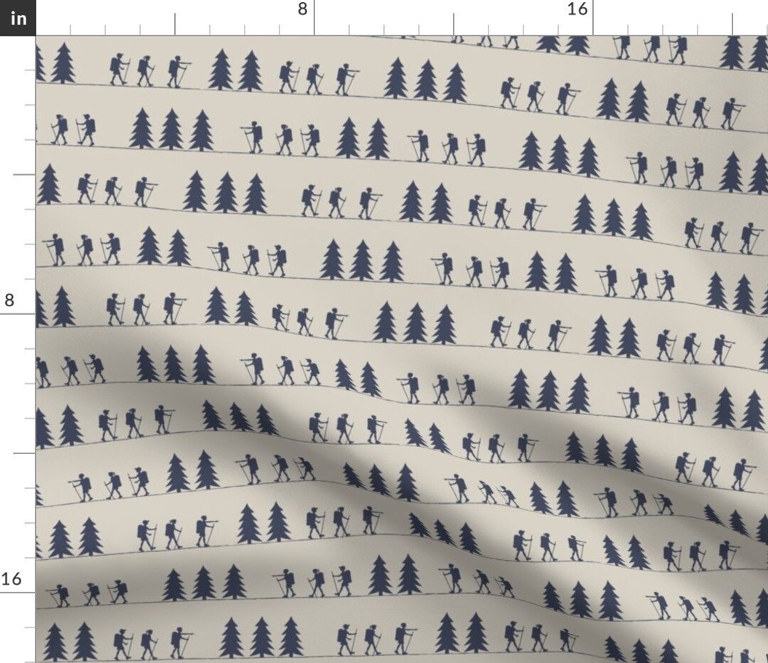 Hiking Fabric Hiking Superior Blue on Beige Adventure Camp by ...