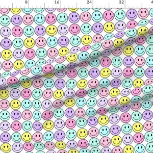 Pastel Smiley Faces Fabric Pastel Smilies by Blossom's 90s Pastel ...
