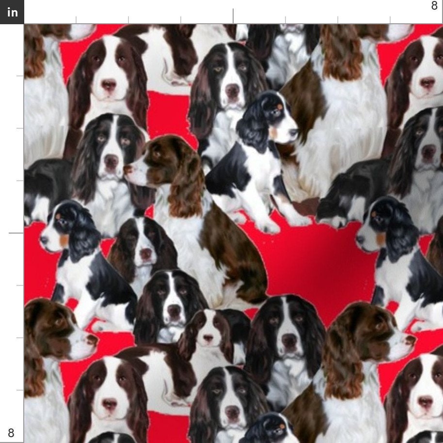 Spaniels on Red Fabric Springer Spaniel Mural Fabric By | Etsy