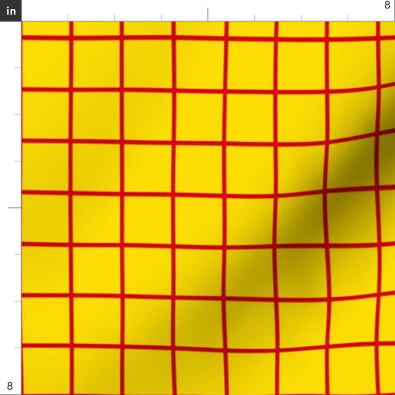 Yellow and Red Grid Fabric - Grid (small) by Lowa84 - Yellow and Red ...