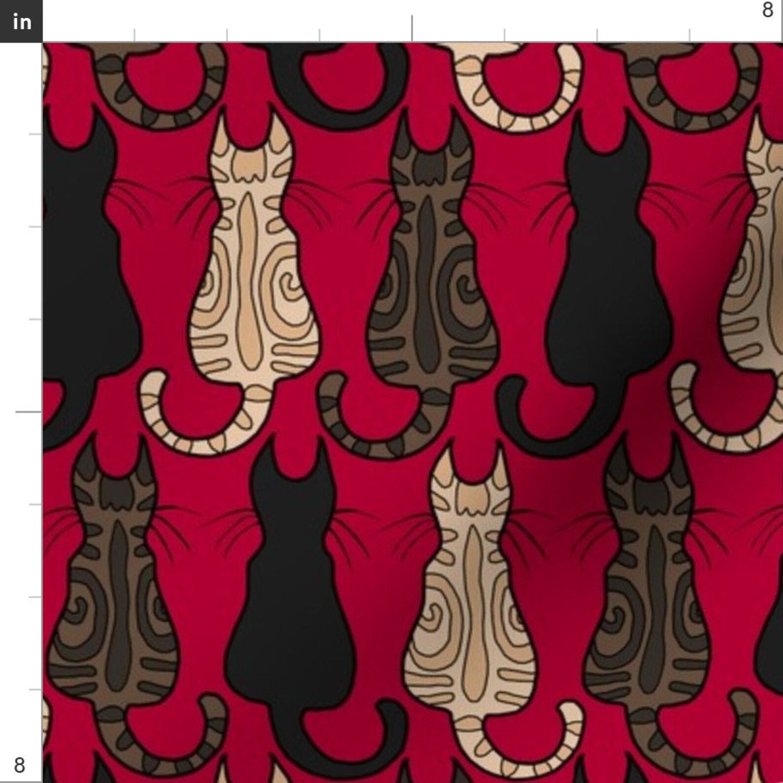 Cat Fabric Tabby and Black Cats by Pond Ripple Cat Kitten - Etsy