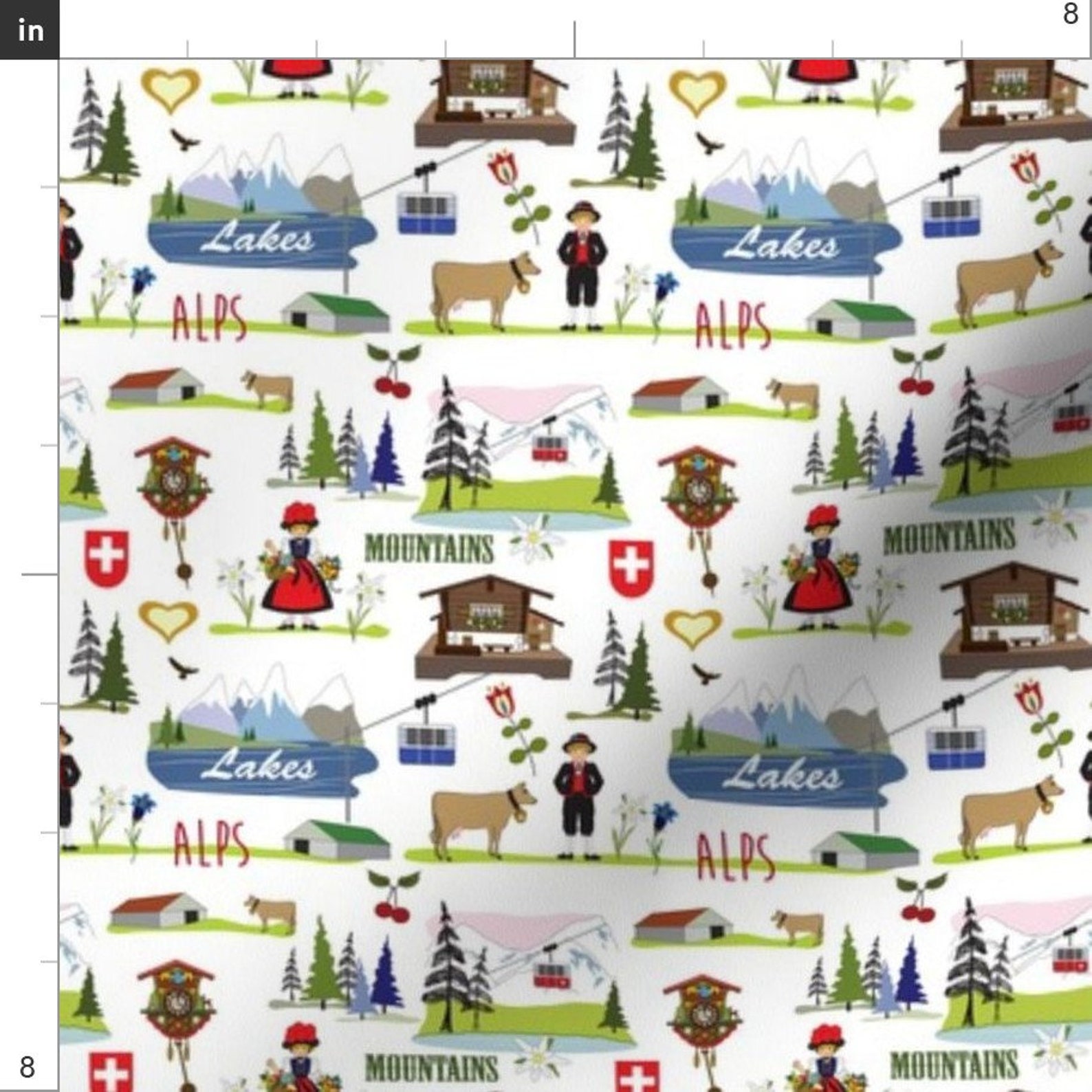 Alpine Chalet Fabric Swiss Design by Peppermintpatty Winter - Etsy