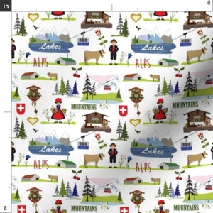 Alpine Chalet Fabric Swiss Design by Peppermintpatty Winter - Etsy
