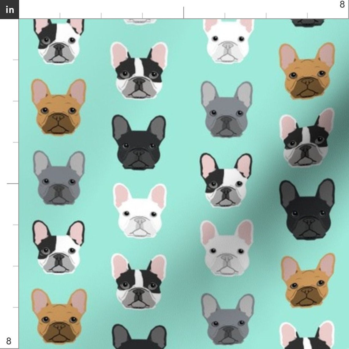 French Bulldog Fabric French Bulldogs in Mint Dog Lovers | Etsy