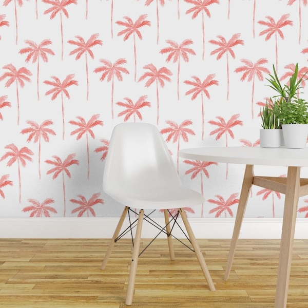 Coral Palm Wallpaper - Etsy