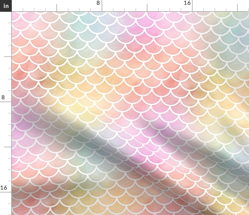 Rainbow Scales Fabric Pastel Rainbow Watercolor Scale by | Etsy
