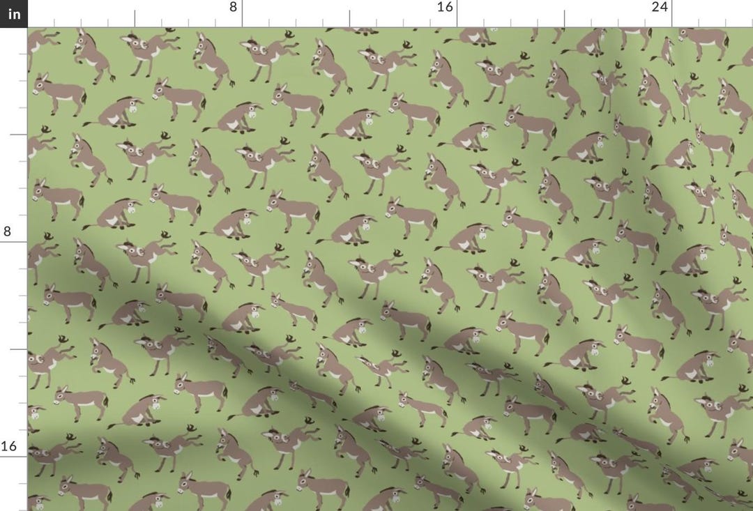 Donkey Fabric - Haulin Ass by Natalee Wegmann - Donkey Green Farm Mule ...