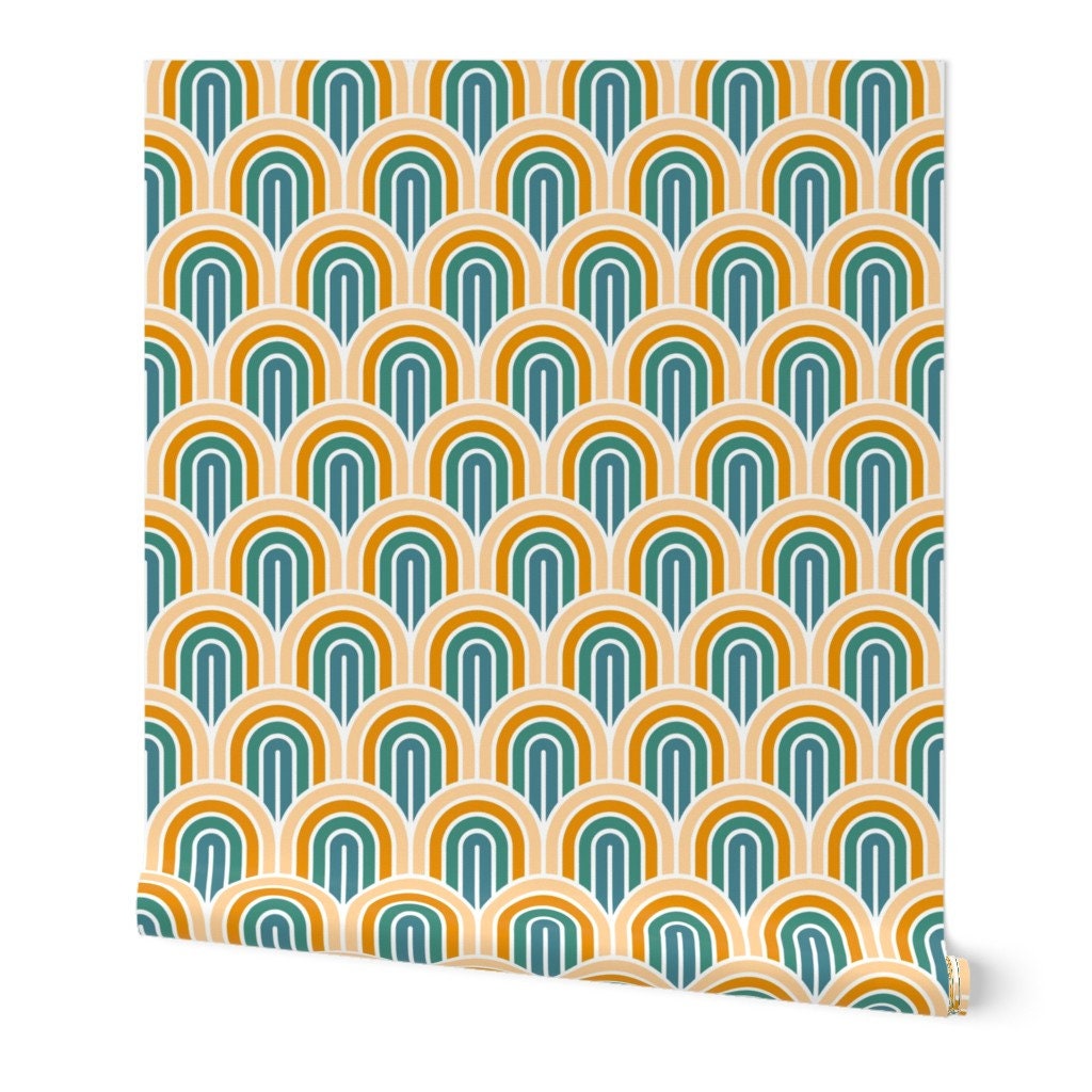 Art Deco Arches Wallpaper Geometric Pattern Art Deco Arch | Etsy