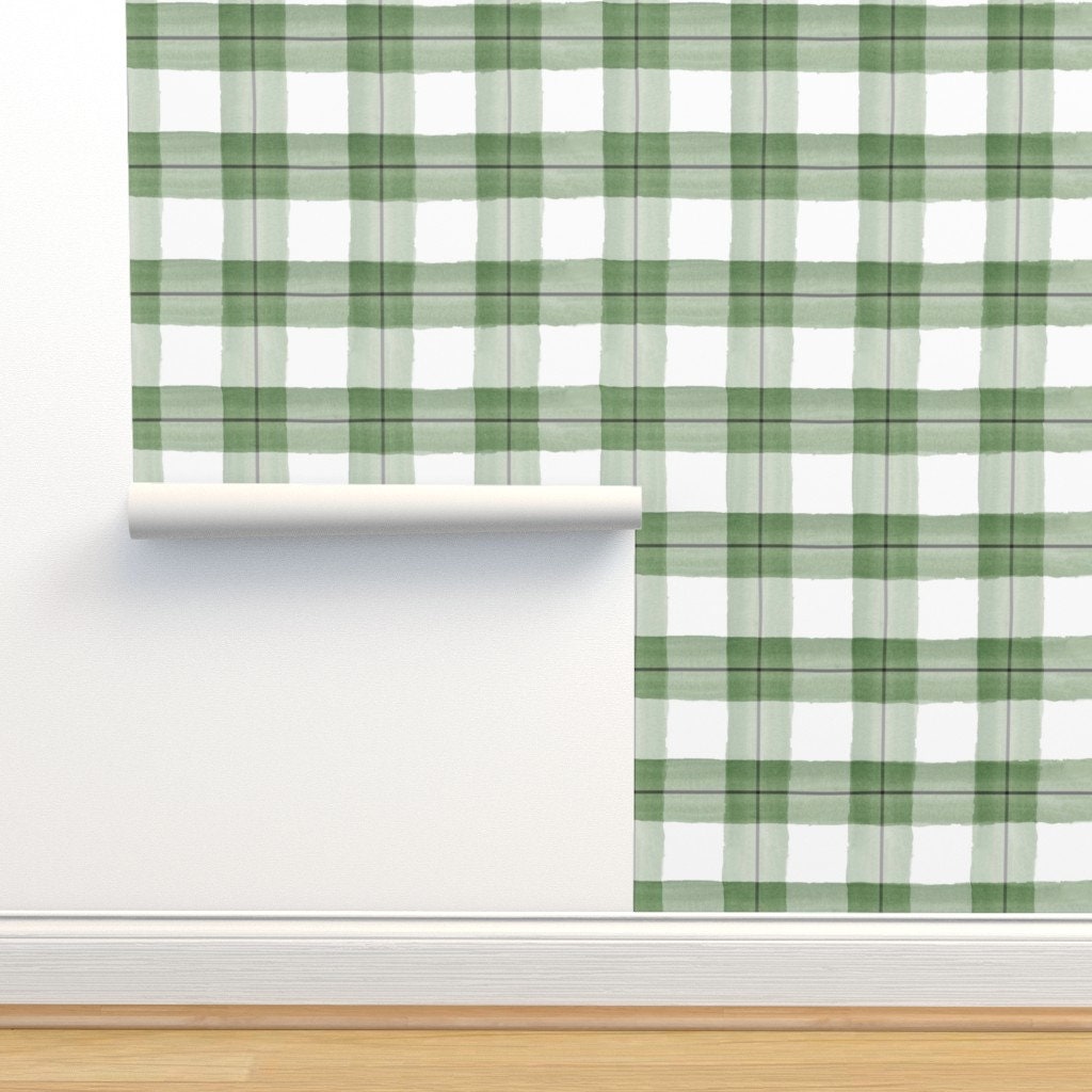 Green Plaid Wallpaper Plaid Green and Black by Daily - Etsy