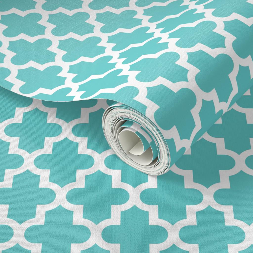 Quatrefoil Wallpaper - Turquoise Moroccan by Sweetzoeshop - Modern Home ...