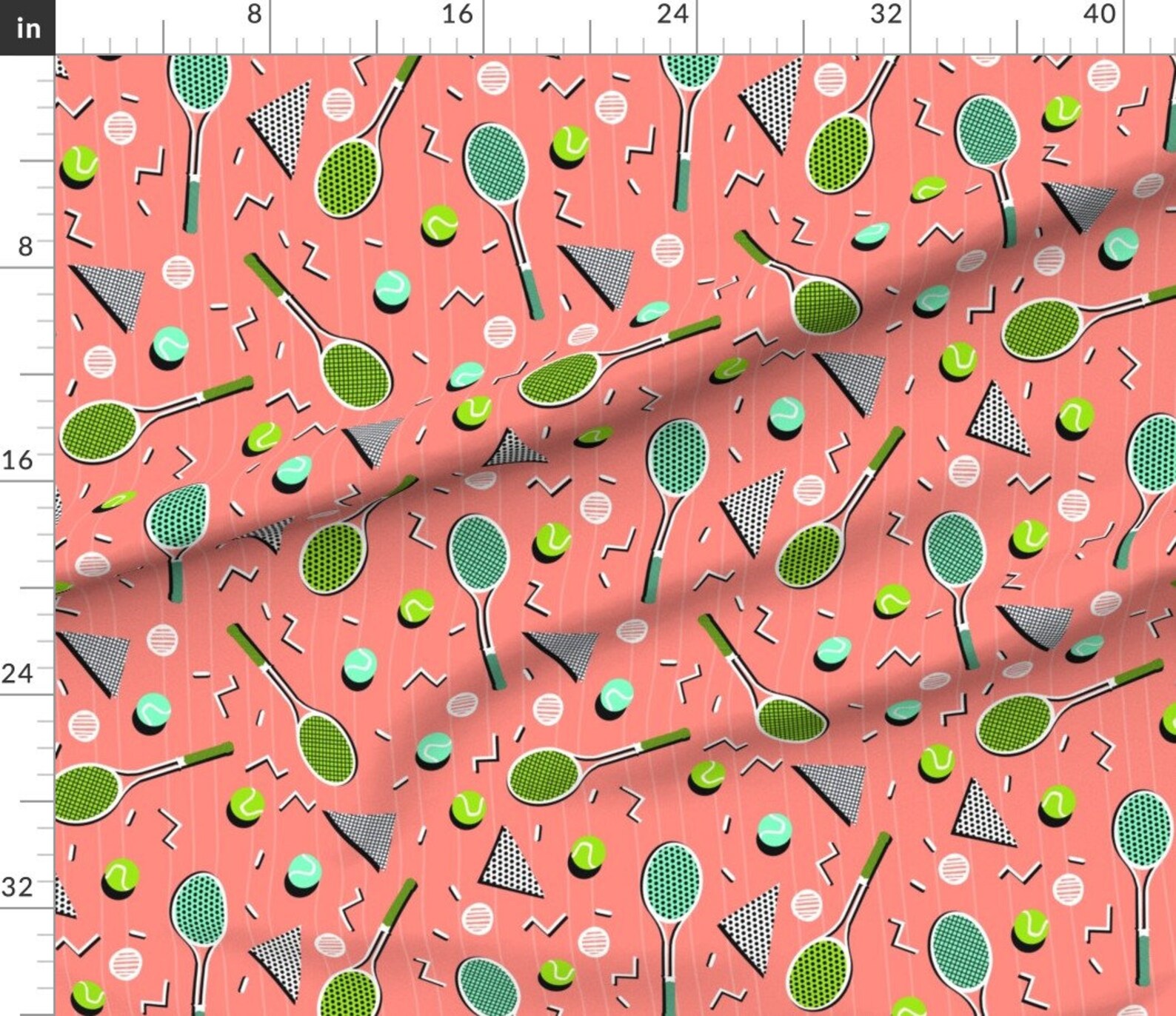 Rad Retro Tennis Fabric 80s Tennis Lesson by Andrea Lauren - Etsy